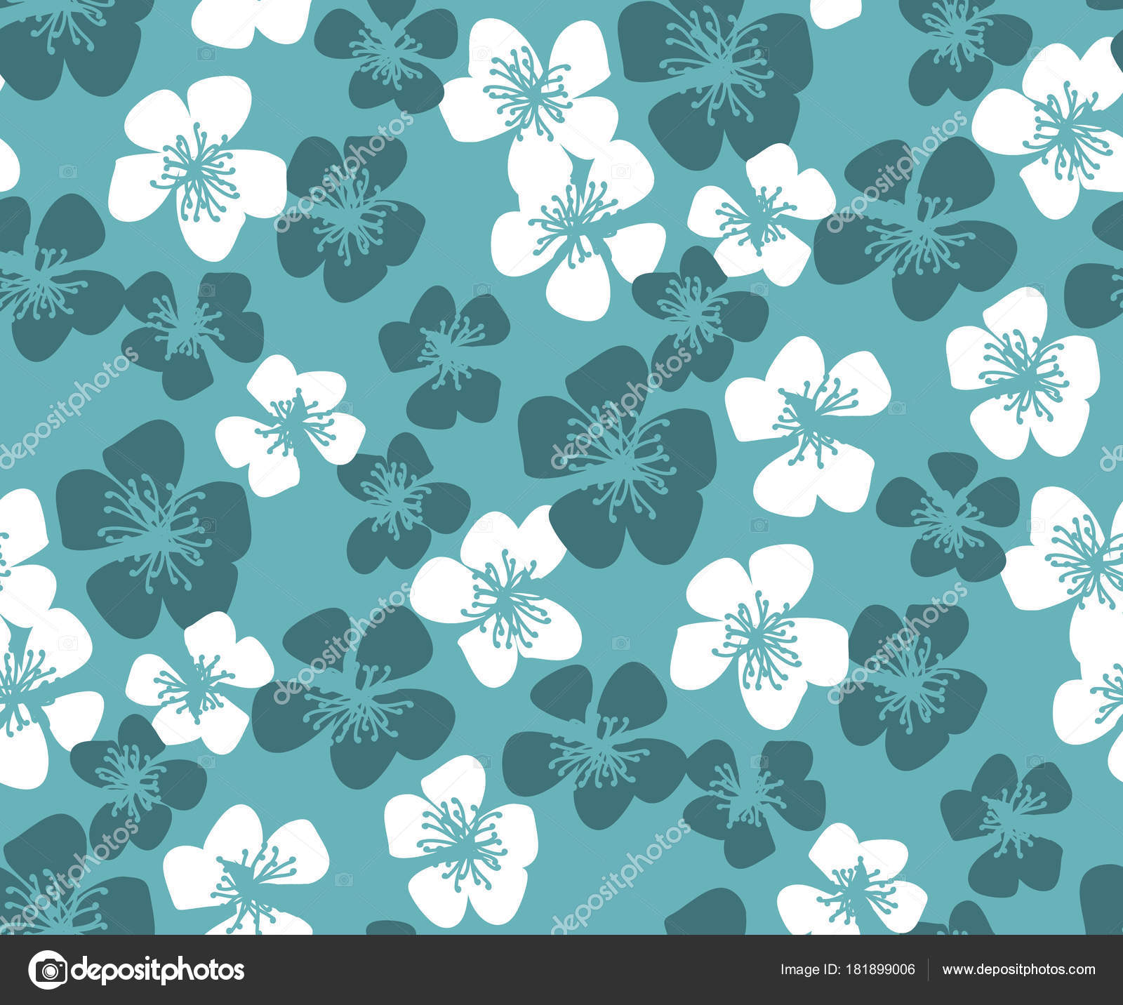 Fresh simple minimal floral vector seamless pattern. Spring blossom ...