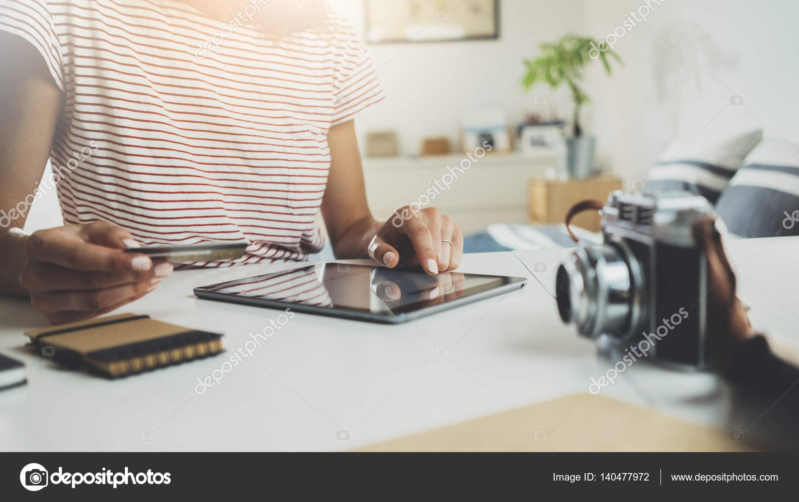 Girl using modern digital tablet — Stock Photo © Im_Yanis #140477972