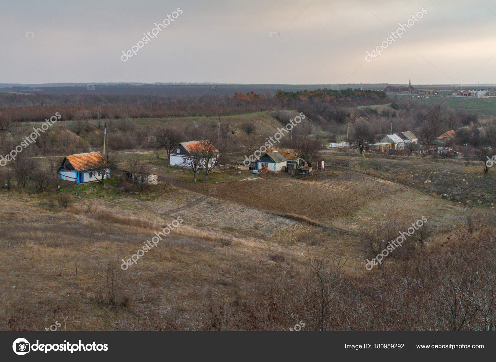 Winter Khutor Small Village Taurida Steppe Zaporozhye Region Ukraine ...