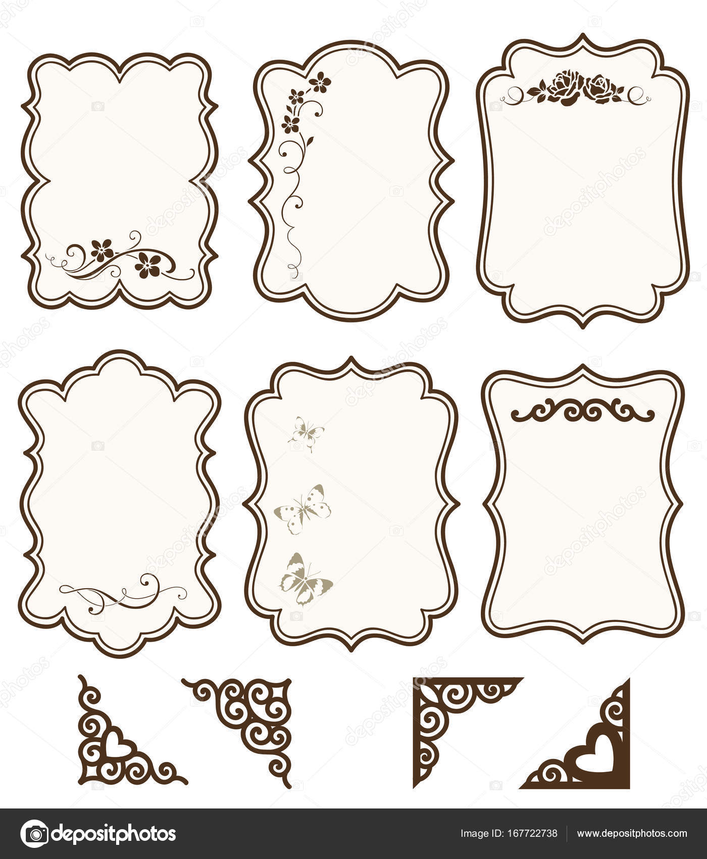 Tags and frames with calligraphic floral patterns Stock Vector by ...