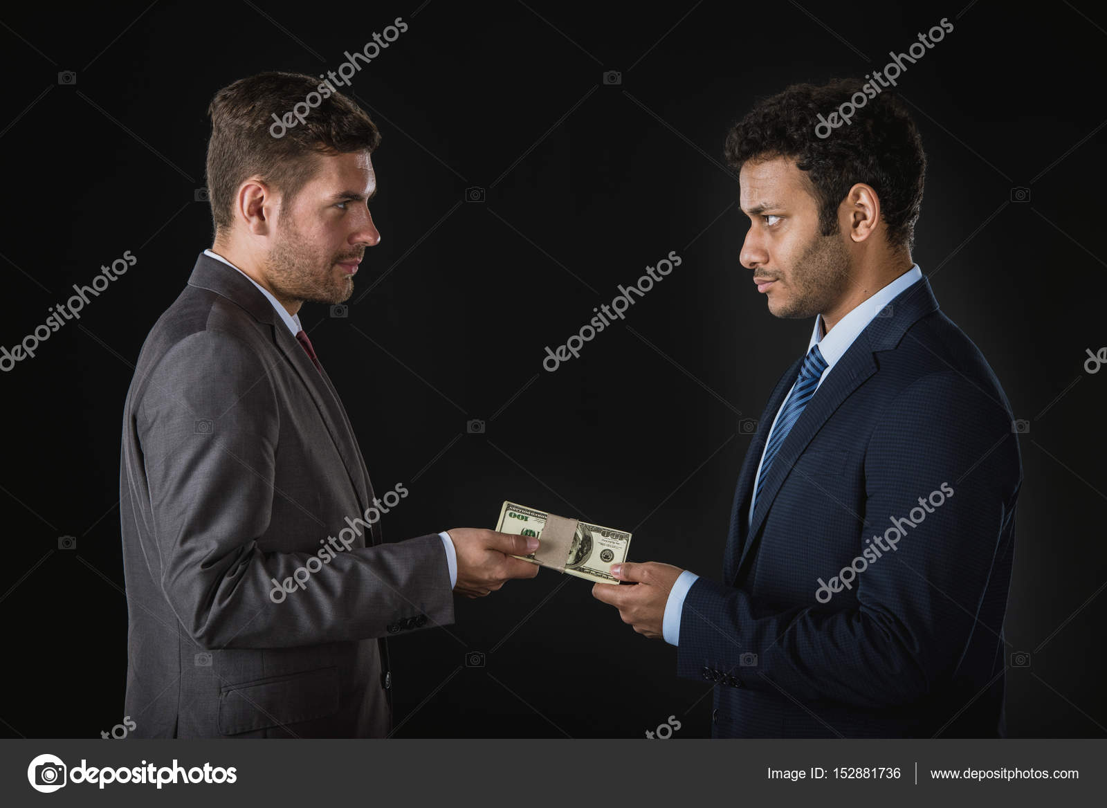 Businessman bribing partner — Stock Photo © SergPoznanskiy #152881736