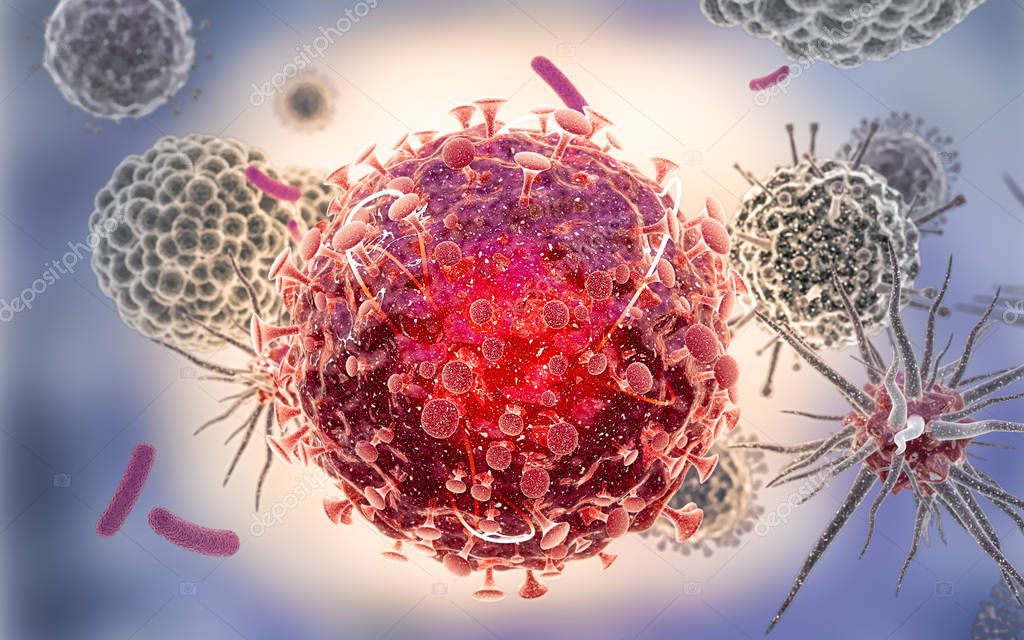 Primer plano de las células víricas o bacterias. Gripe, vista de un ...