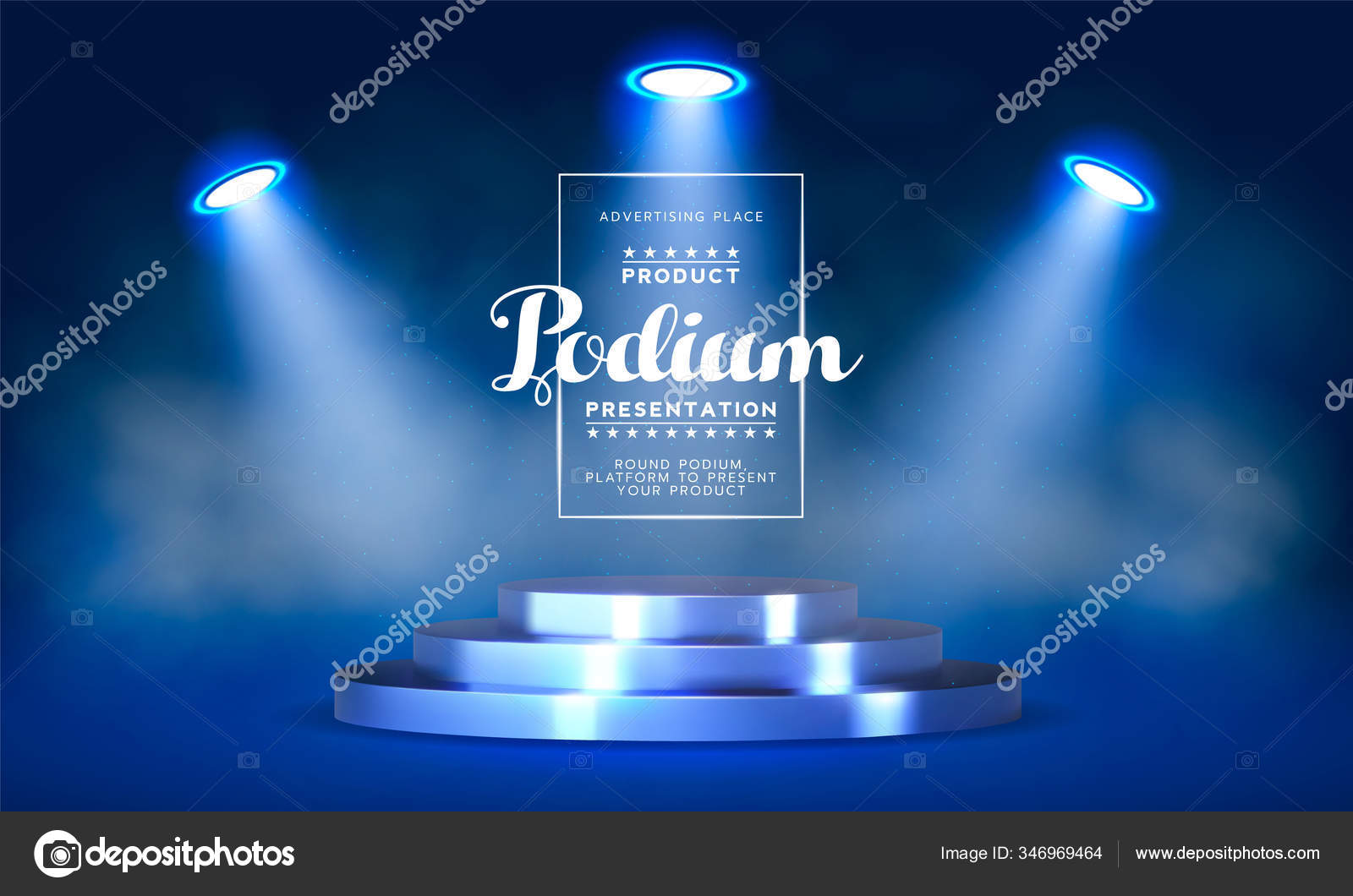 Podium Pedestal Platform Illuminated Led Spotlights Vector Illustration ...