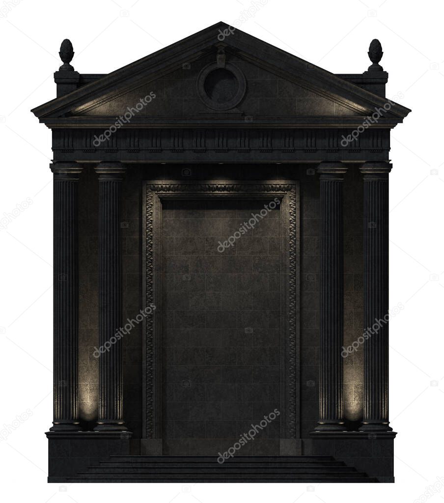 Pórtico negro con retroiluminación sobre fondo blanco. Elementos ...