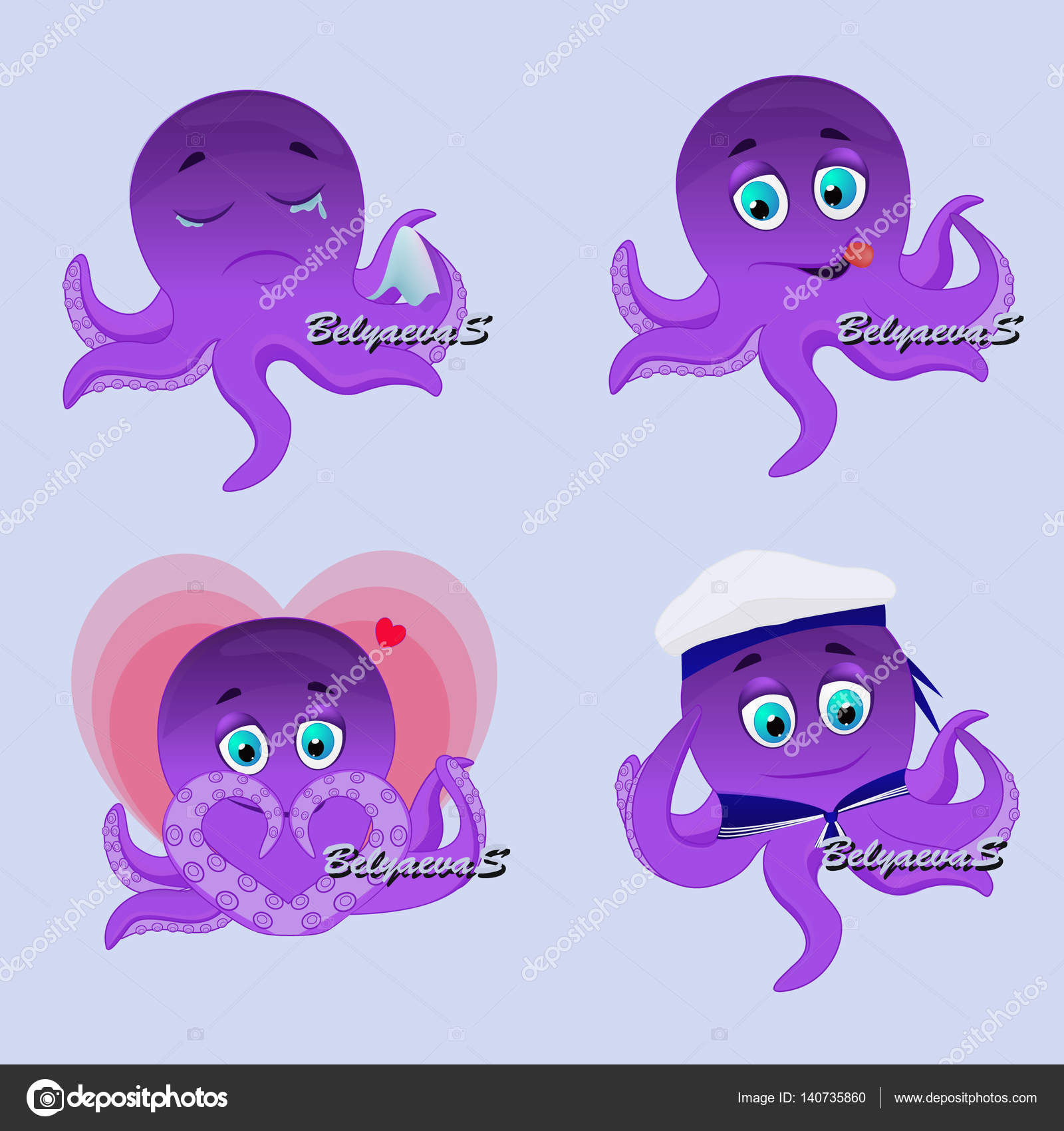 Memorable Stickers Baby Octopus Stickers Cheer Please Everyone Stock ...