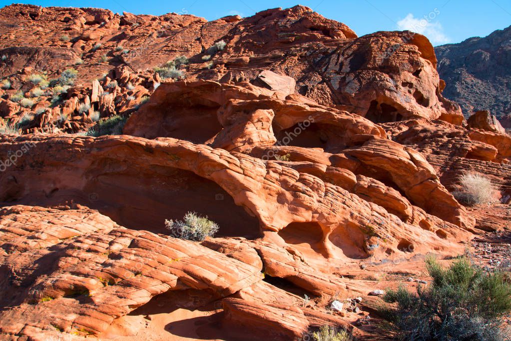 Piedra arenisca roja en la zona de recreación nacional del lago Mead ...