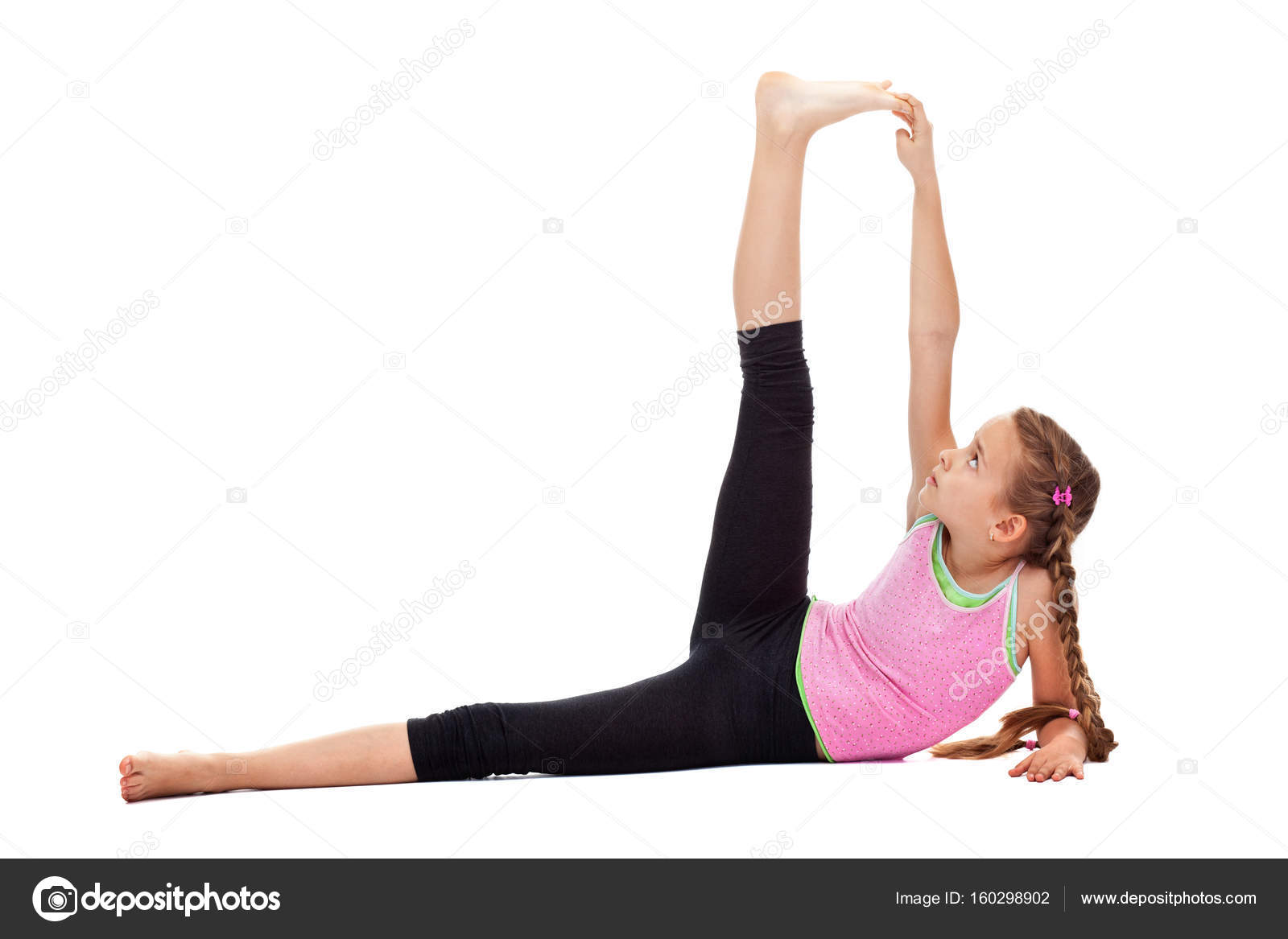 Young girl doing stretching and flexibility exercises — Stock Photo ...