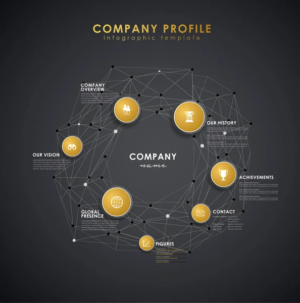 Company infographic overview design template with arrows and ico Stock ...