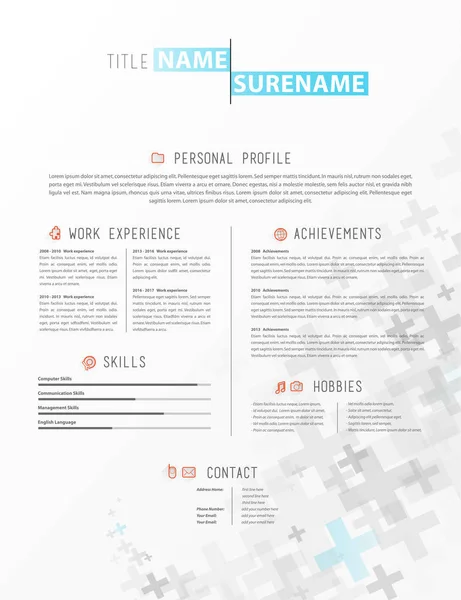 Creative simple cv template with black lines in footer. Stock Vector ...