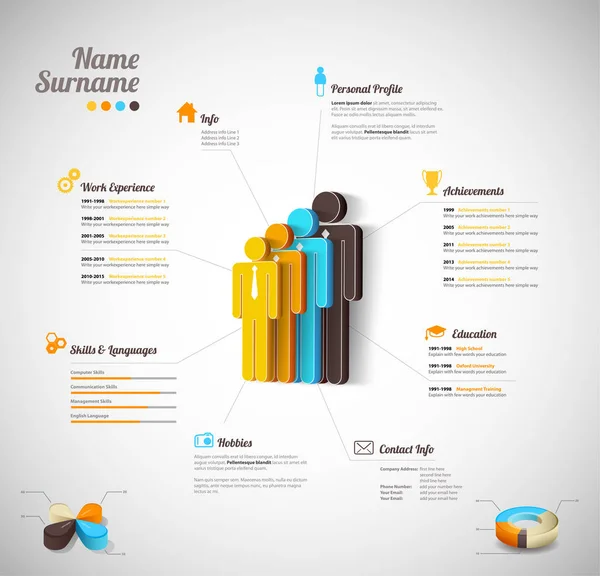 Creative, color rich CV / resume template with paper stickers an Stock Vector by ©kormi 123467928