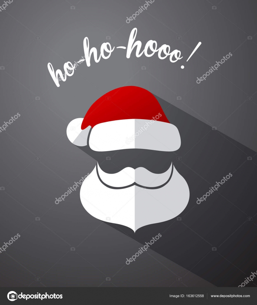 Cabeza simple Santa Clause con bigote, barba y sombrero y gris Vector ...