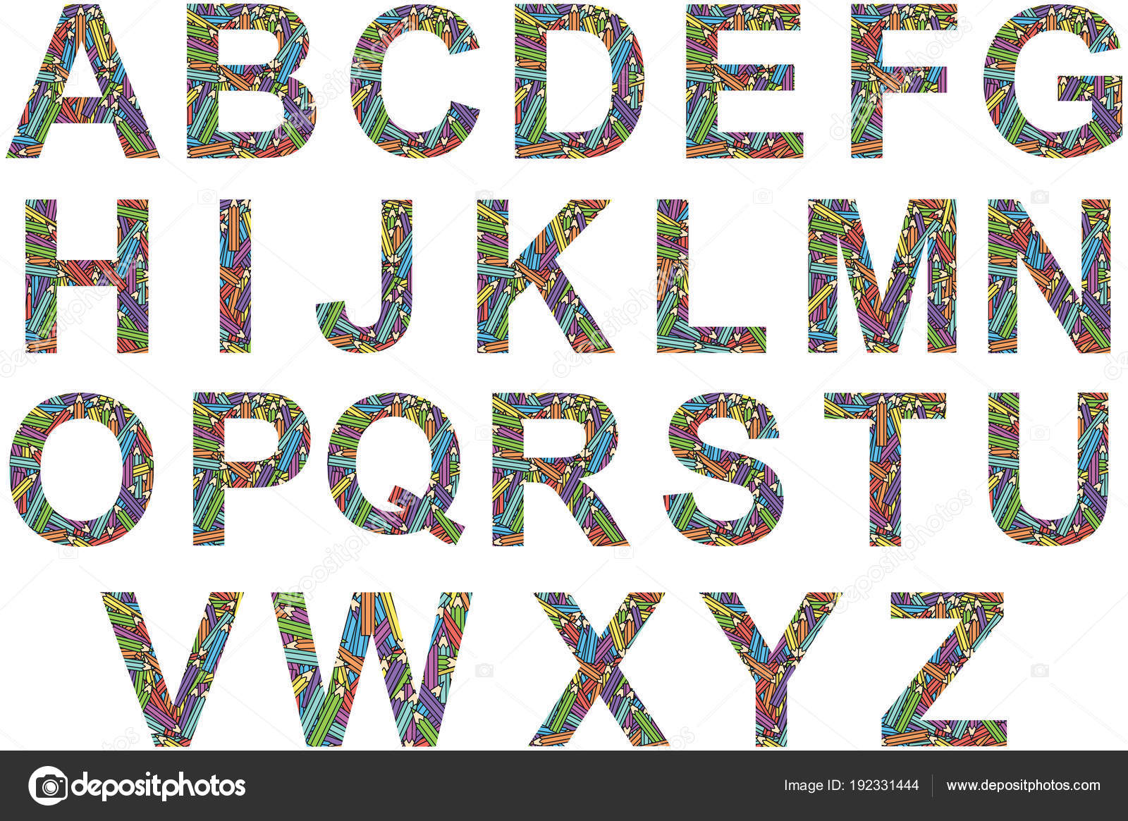 Alfabeto de crayones de color vectorial sobre fondo blanco Vector de ...