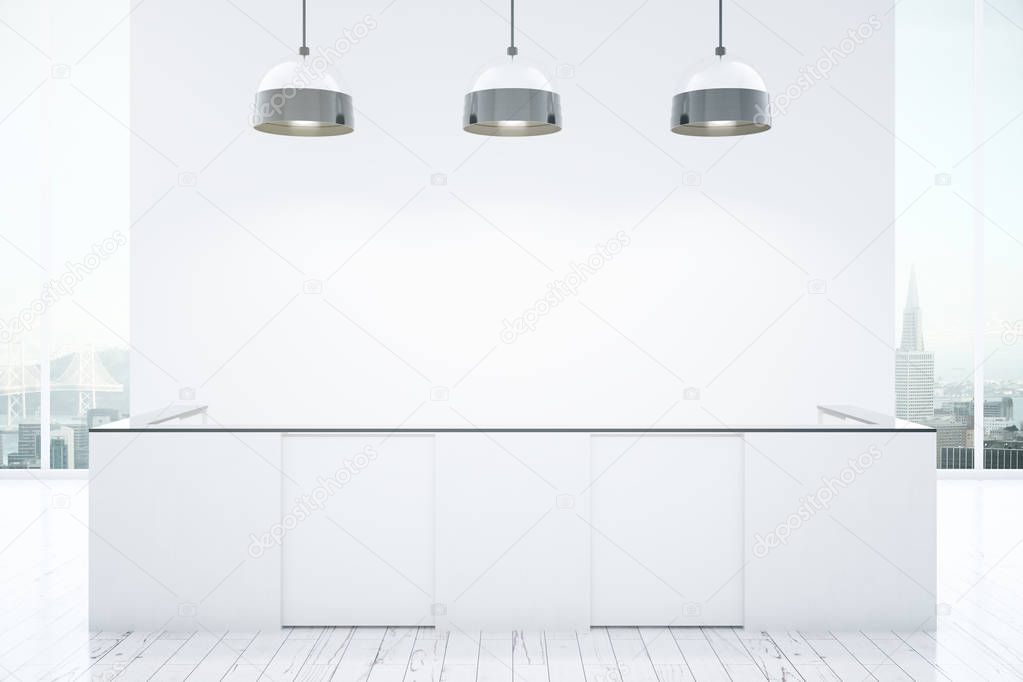 White reception with blank posters Stock Photo by ©peshkova 129724244