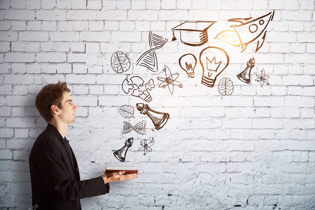 Man with knowledge sketch — Stock Photo © peshkova #151450362