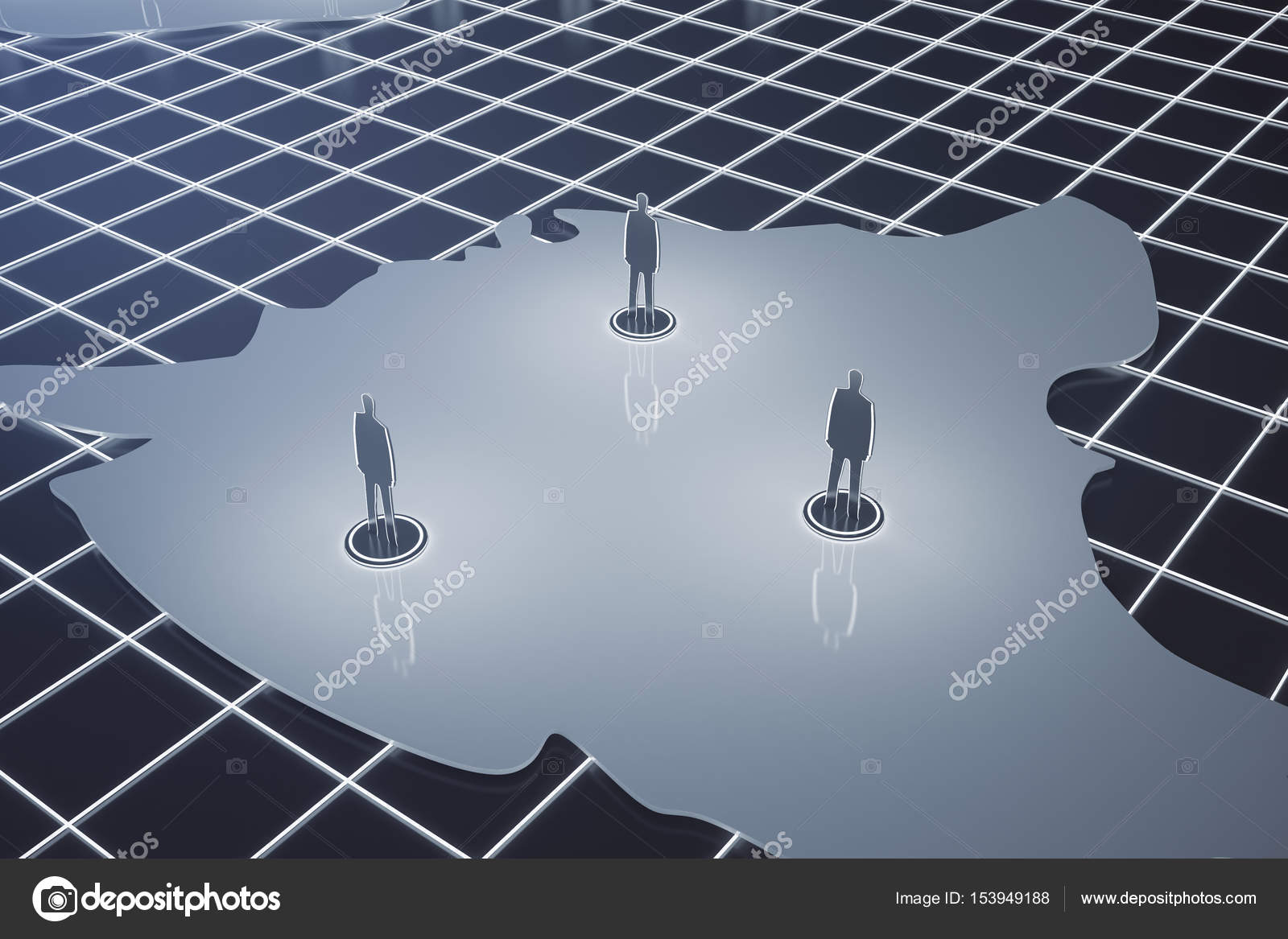 Grey map with multiple people figures on mesh background. Connectivity ...