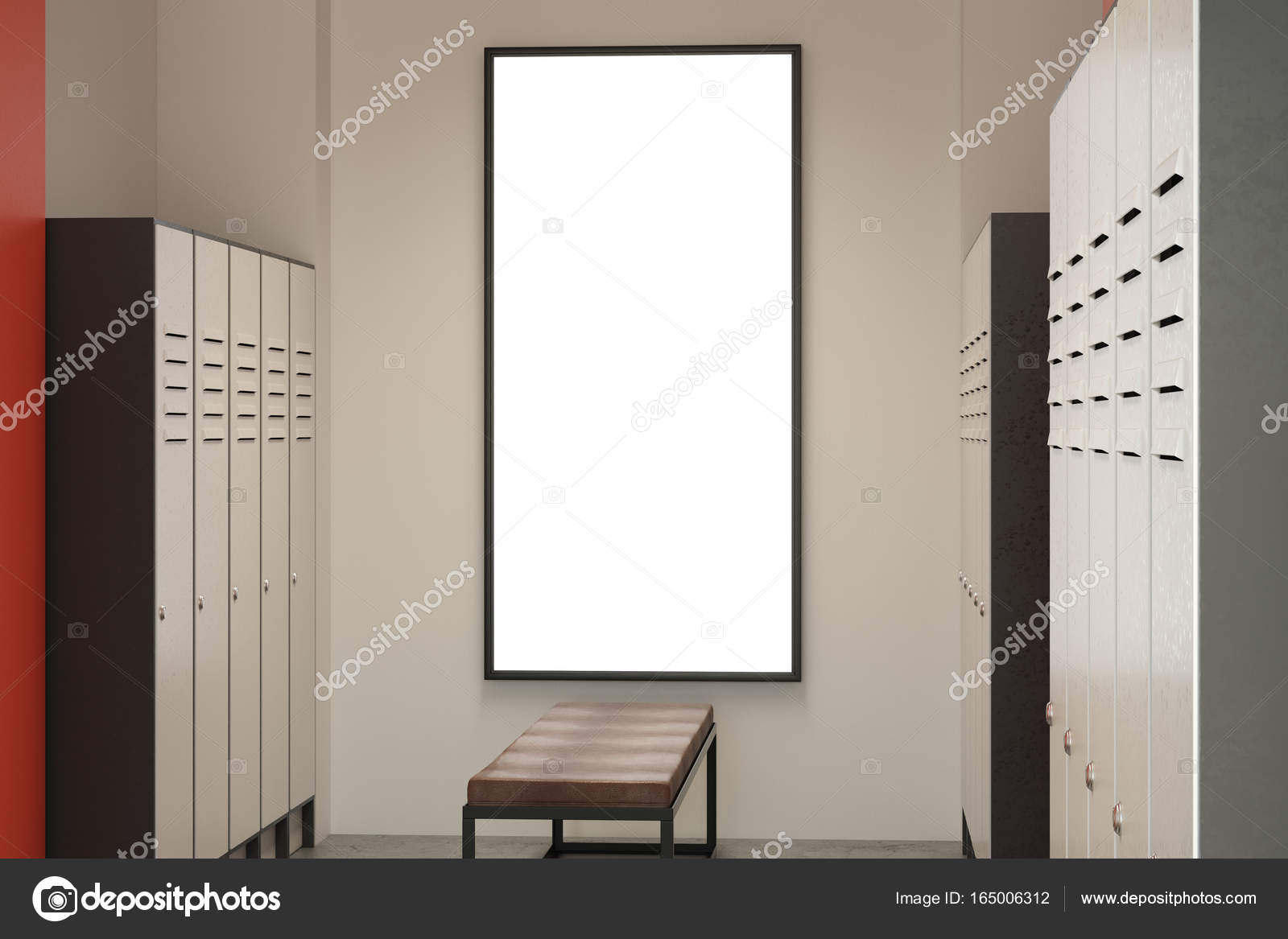 Modern green locker room with poster Stock Photo by ©peshkova 165006312