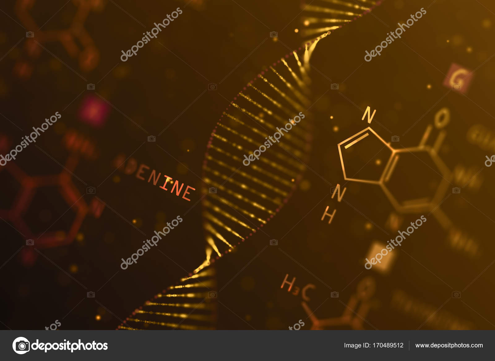 Abstract DNA chemical formula background. Chemistry concept. 3D ...
