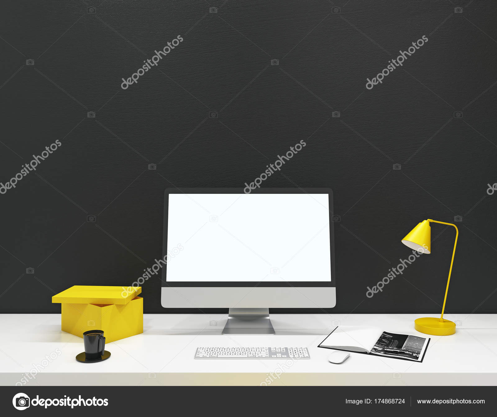 Desktop with clean white computer Stock Photo by ©peshkova 174868724