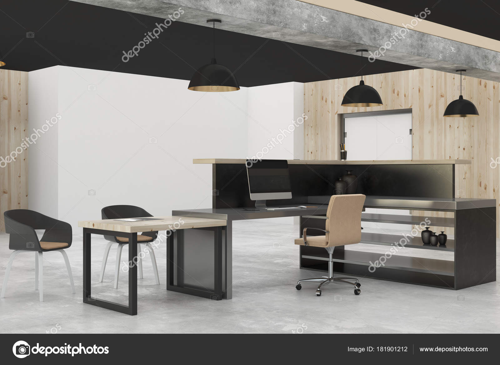 Modern Office Interior Occupation Design Concept Rendering — Stock ...