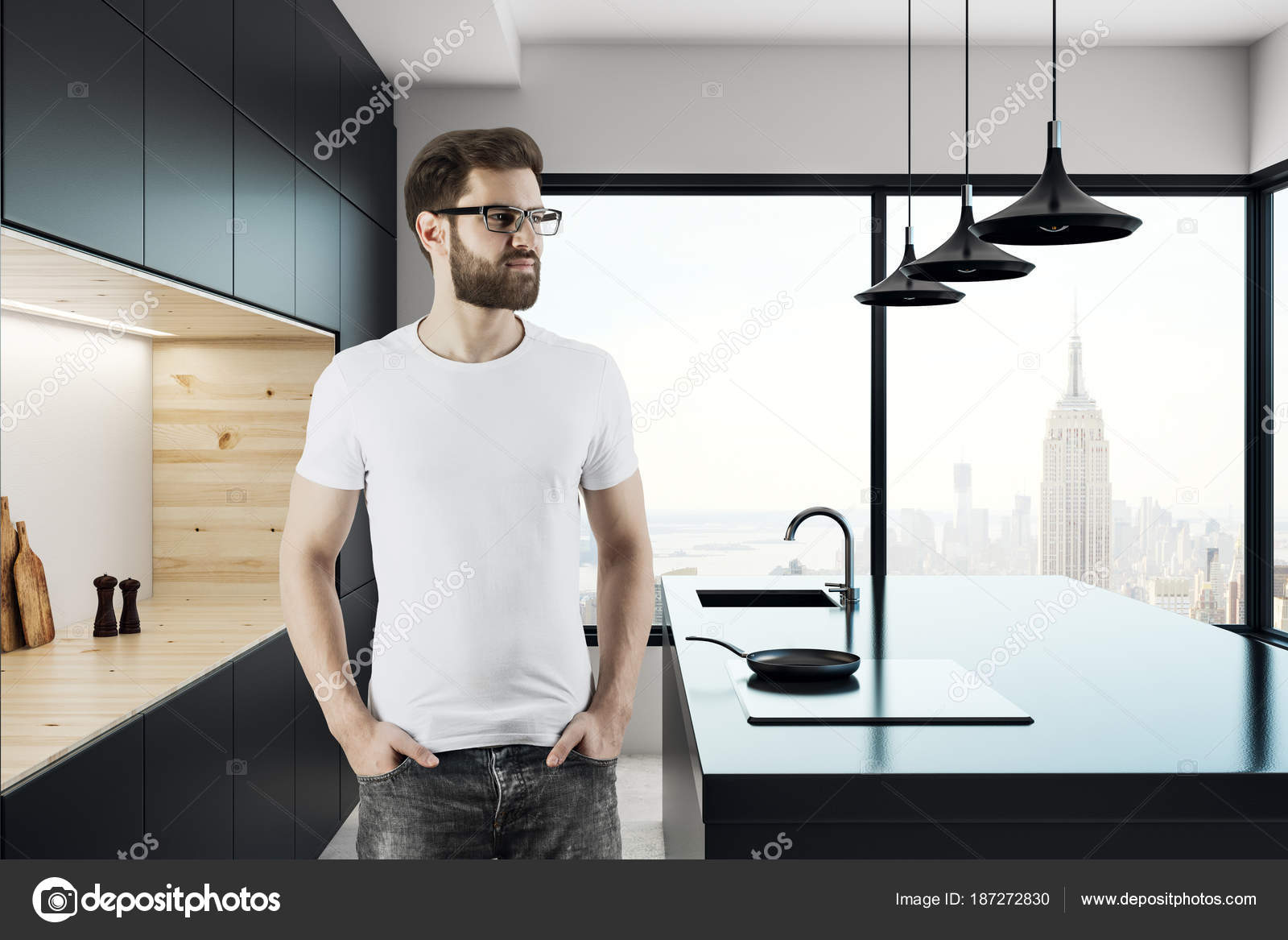Handsome man in kitchen — Stock Photo © peshkova #187272830