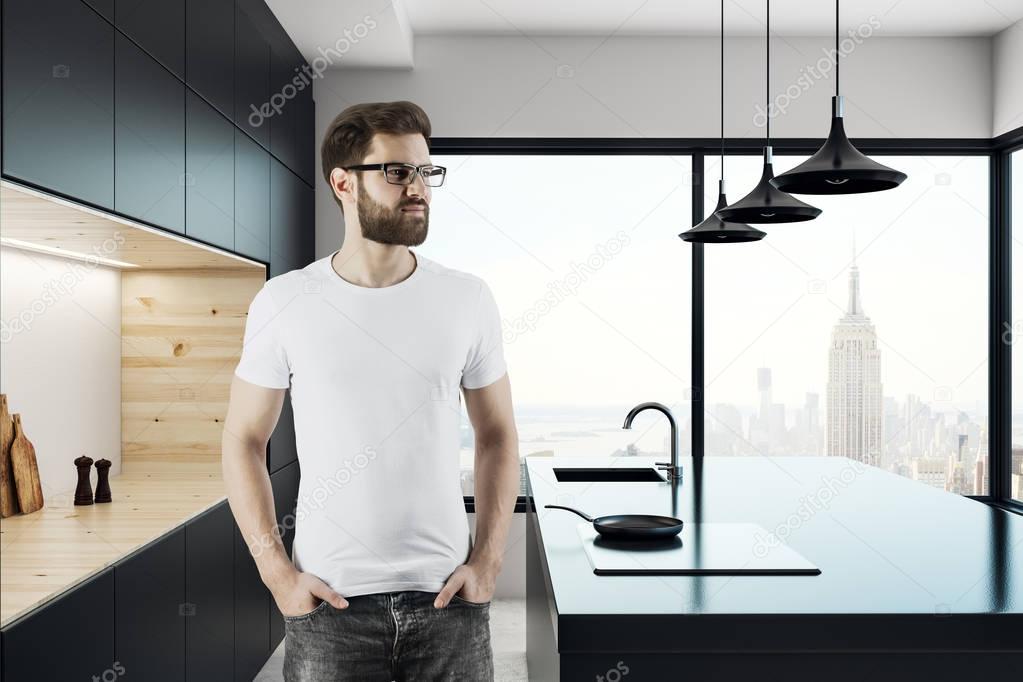 Handsome man in kitchen — Stock Photo © peshkova #187272830