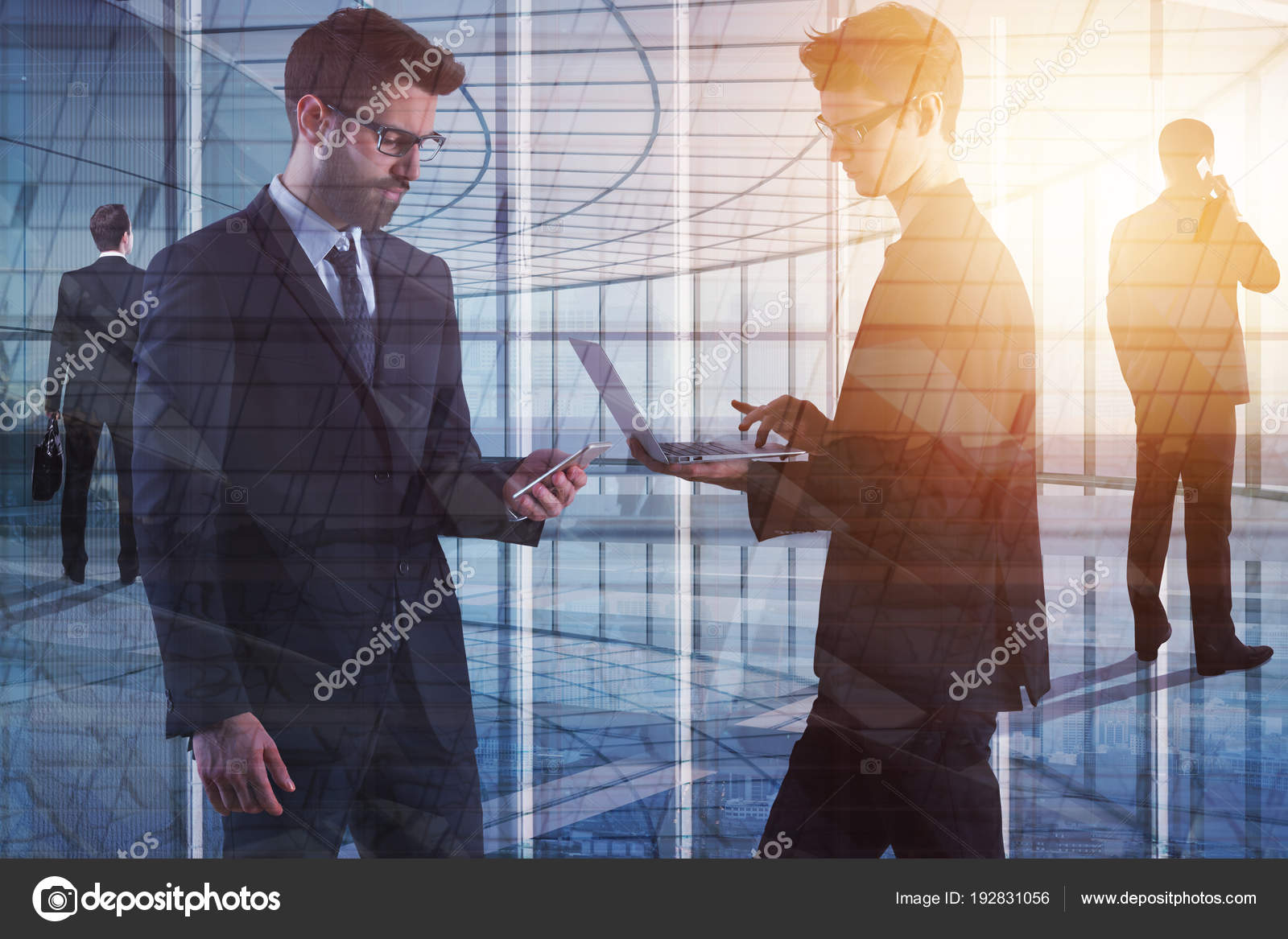 Meeting, technology, communication and gadget concept Stock Photo by ...