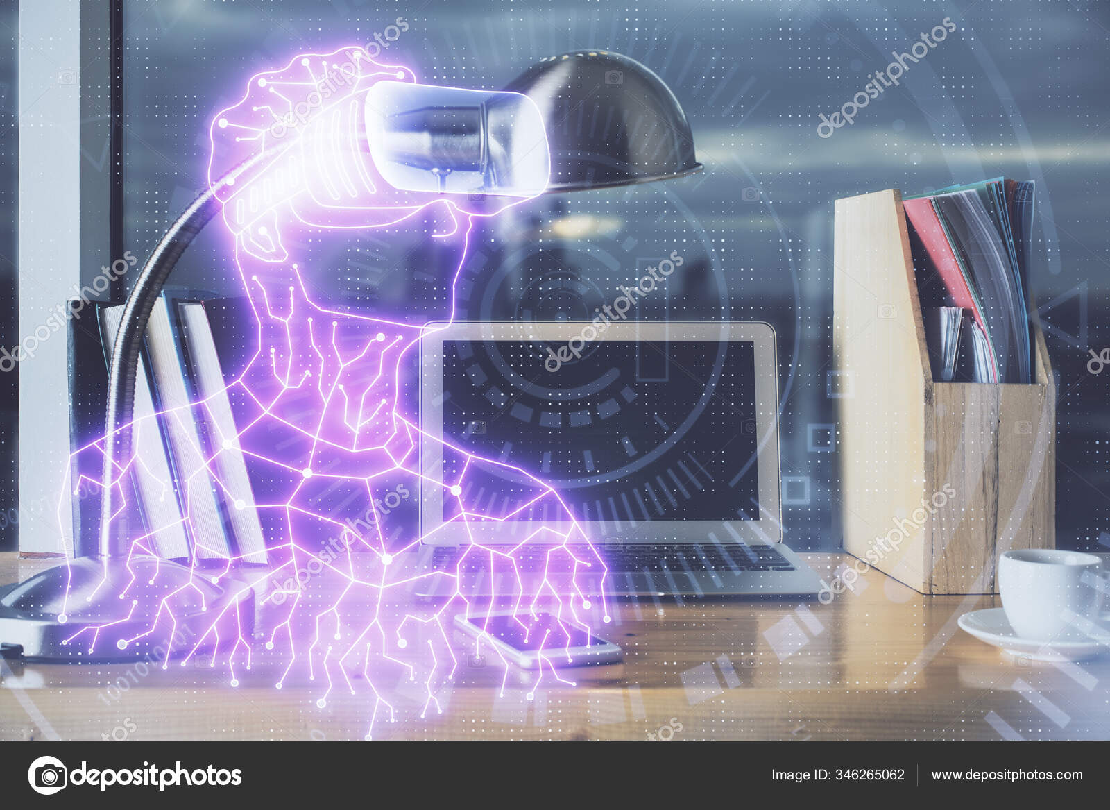 Computer Desktop Theme Icon Multi Exposure Concept Augmented Reality ...