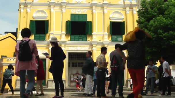 Macao - People in front of St. Dominic's Church in sunny day. 4K ...