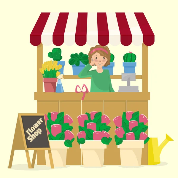 Flower shop illustration Stock Vector by ©vector_brothers 171277618