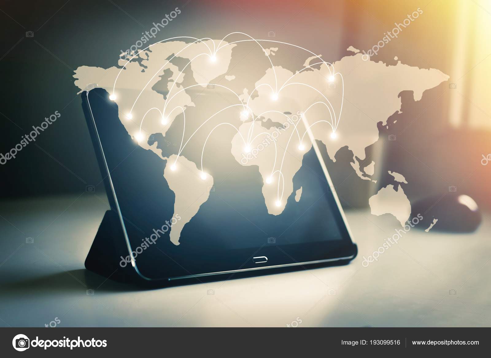 Tablet Map Connections Networks Stock Photo by ©carballo 193099516