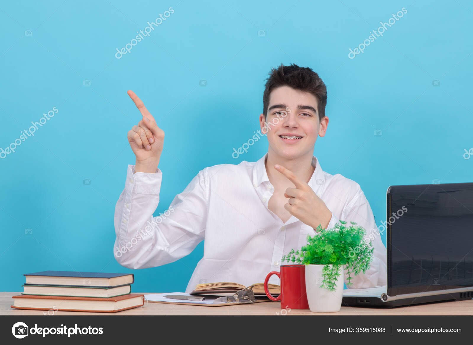 Student Desk Isolated Color Background Table Books School Supplies ...