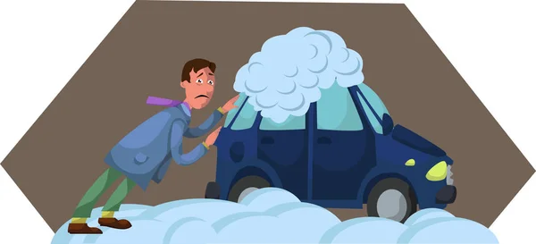 Cartoon Traffic Jam Stuck In Snow