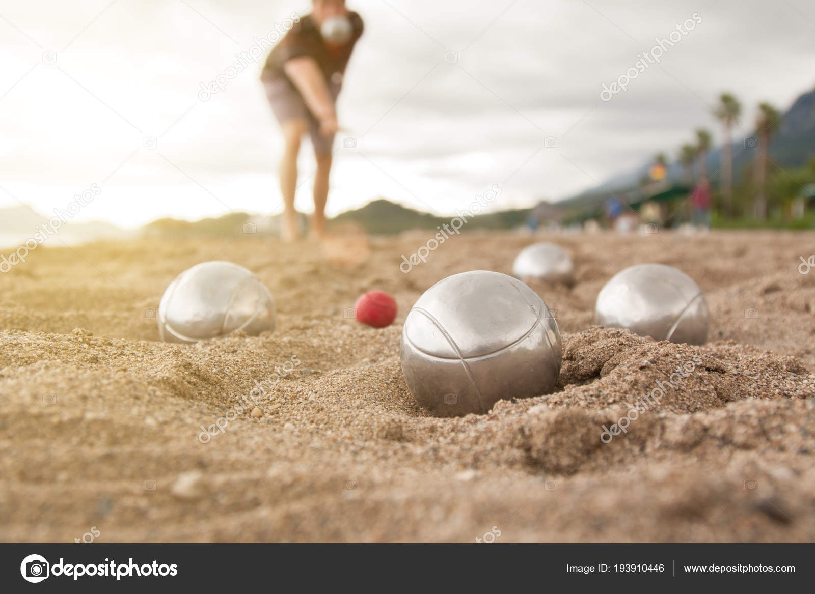Beach Game Bocha Brilliant Silver Balls Bocha Sand Stock Photo by ...