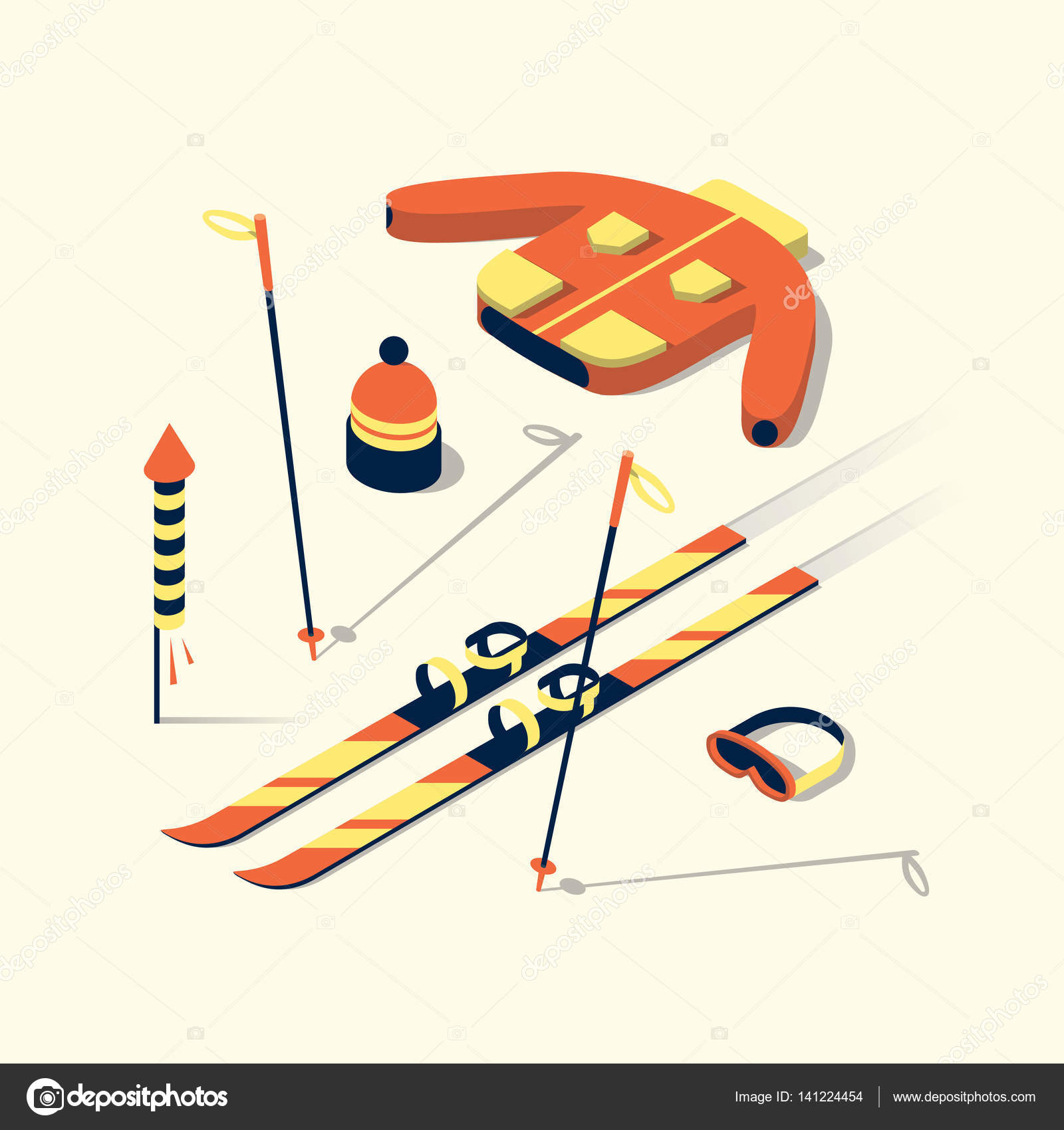 Skiing simple isometric banner Stock Vector by ©smolyakov 141224454