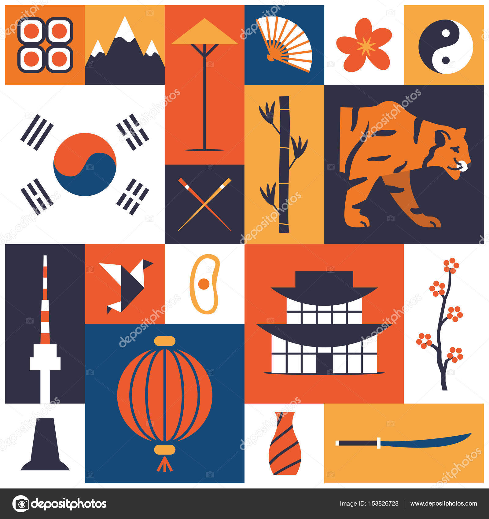 Korea travelling collage Stock Vector Image by ©smolyakov #153826728