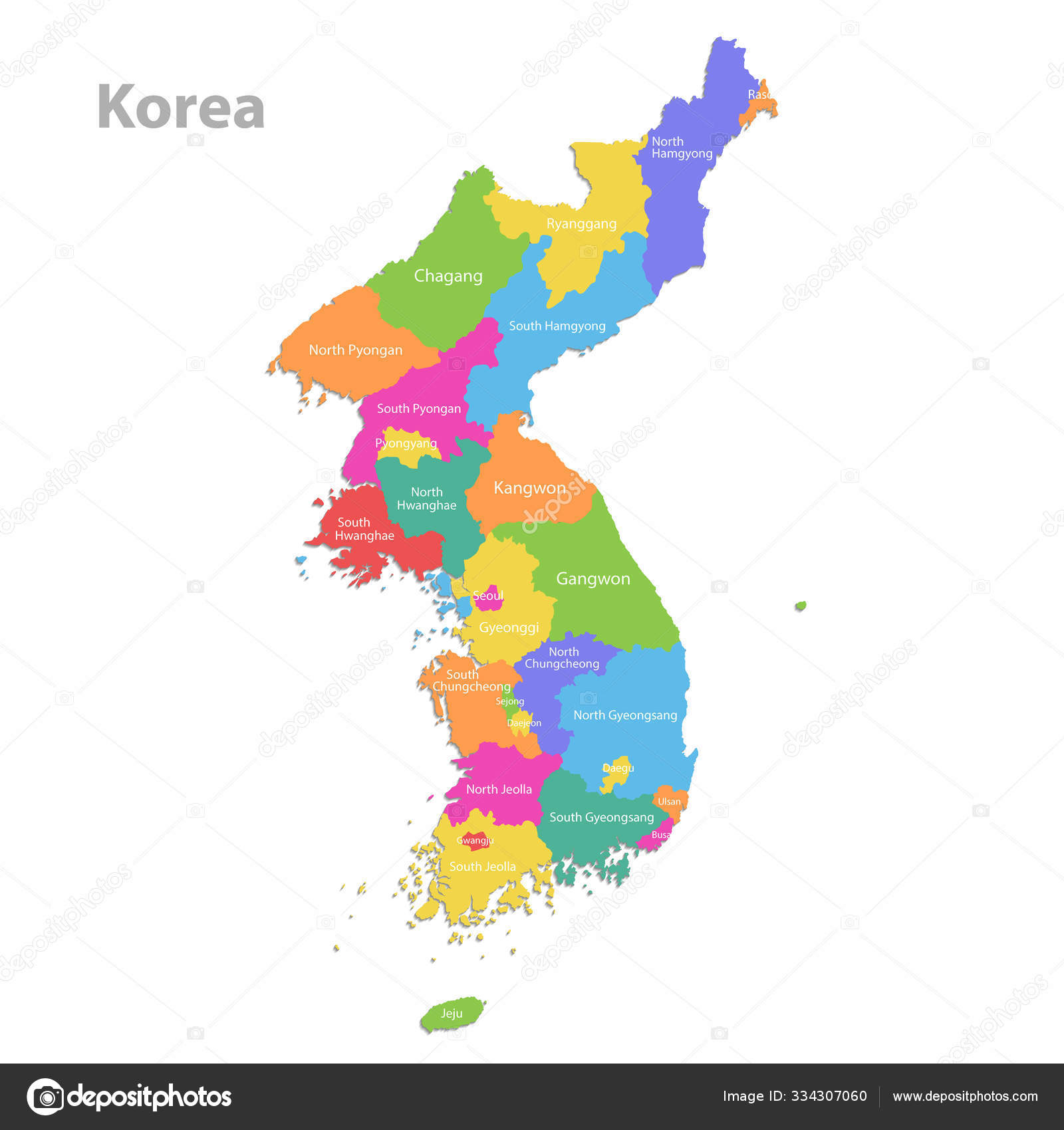 Peta Korea Pembagian Administratif Utara Dan Selatan Dengan Nama Daerah ...