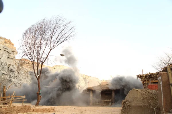 Bomb Blast at Rural house - Stock Image - Everypixel