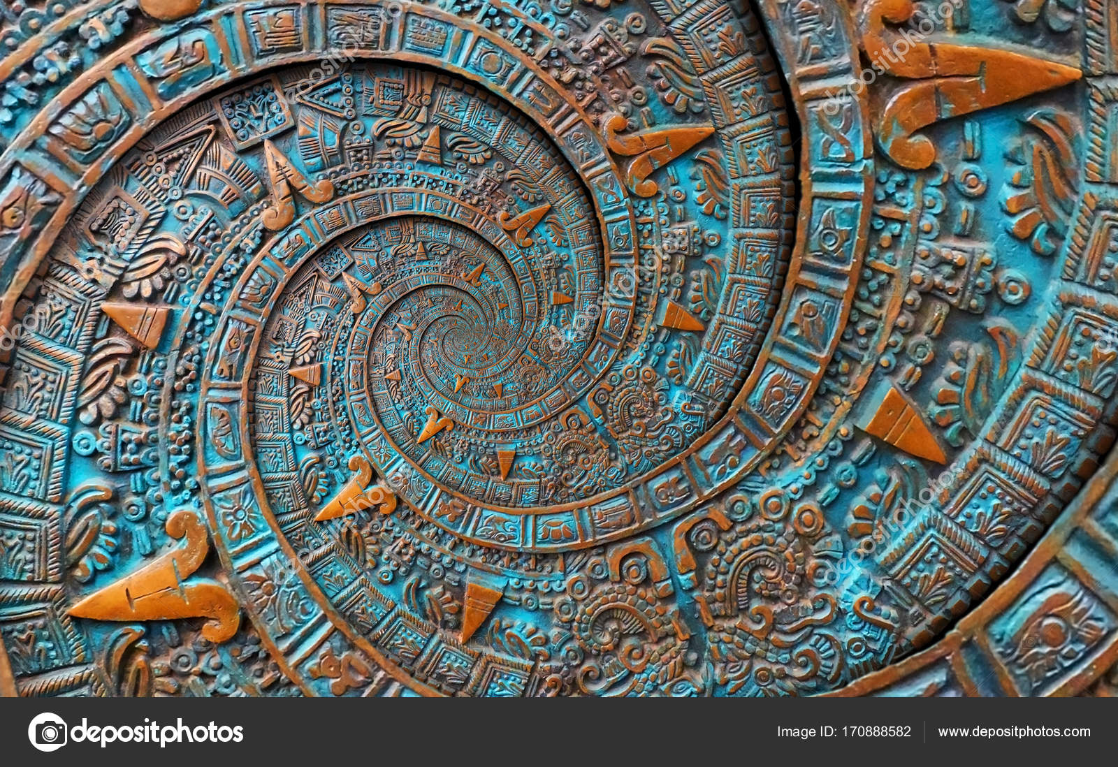 Bronze ancient antique classical double spiral aztec ornament pattern ...