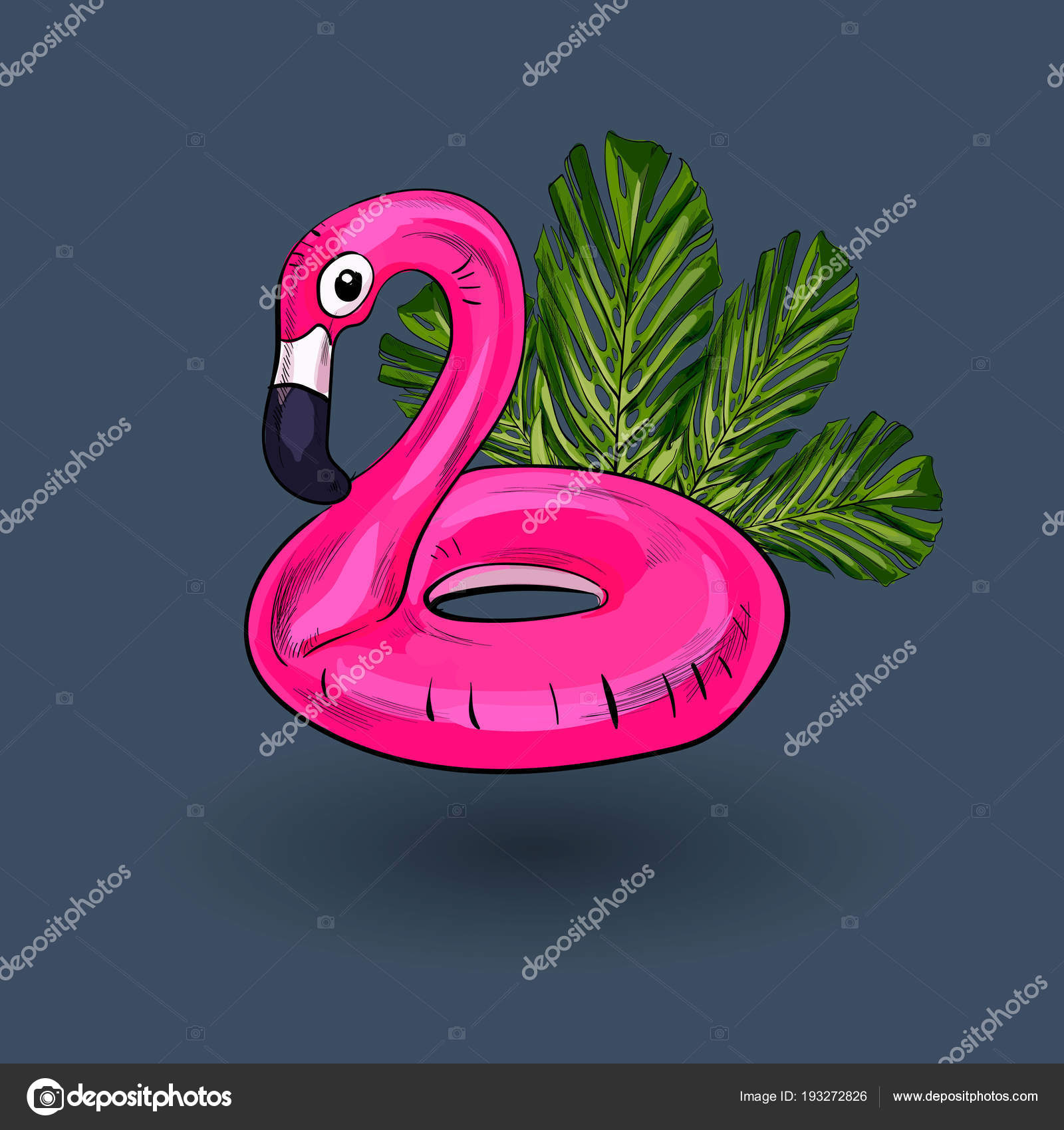 Flamingo inflatable pool float. Vector illustration. Stock Vector Image ...