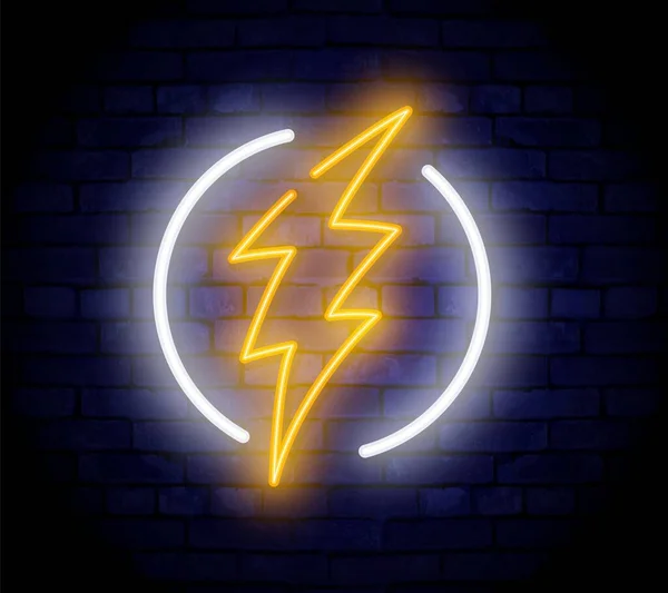 Lightning bolt set neon signs. Vector design template. High-voltage ...