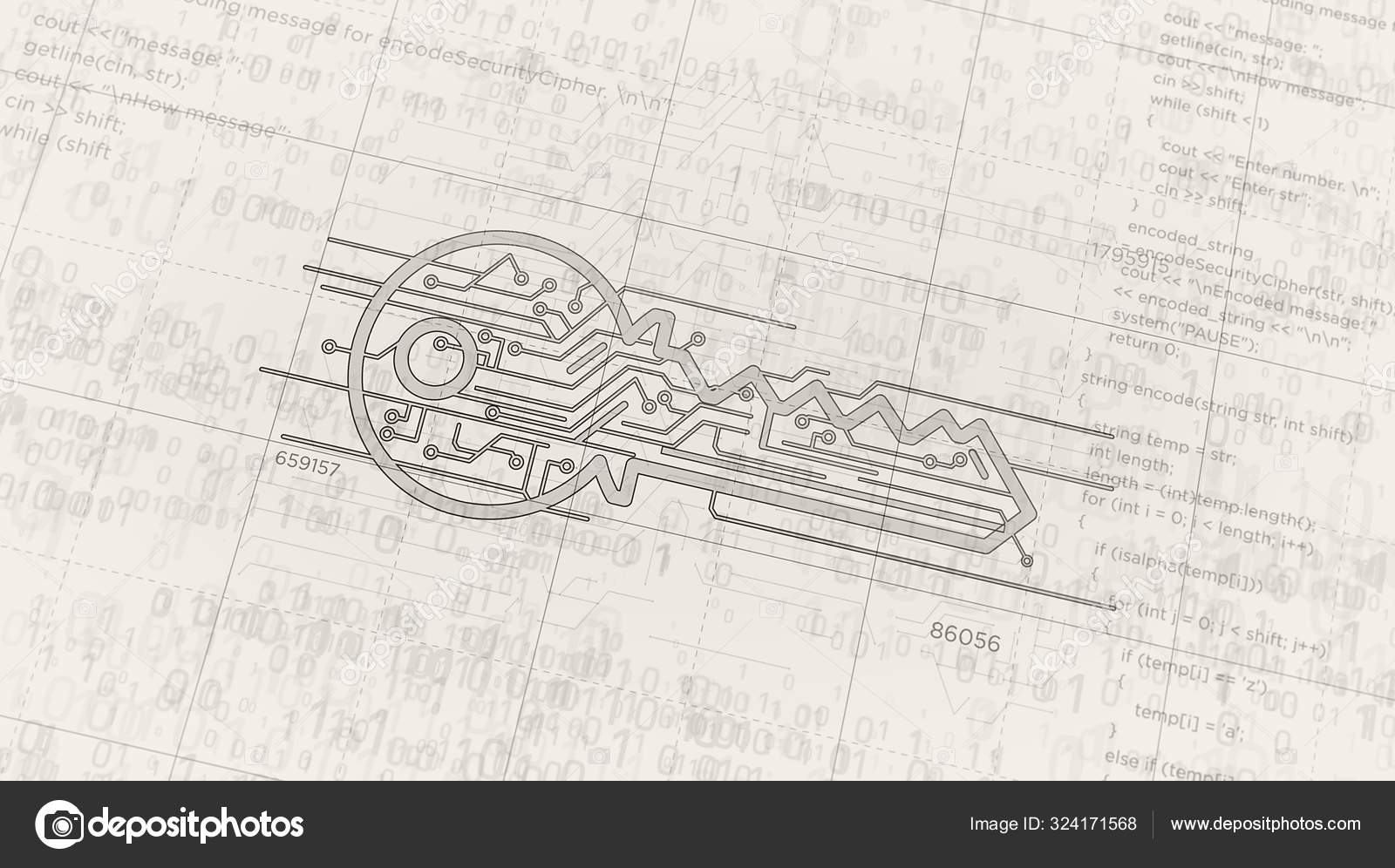 Cyber security with key symbol futuristic sketch Stock Photo by ...