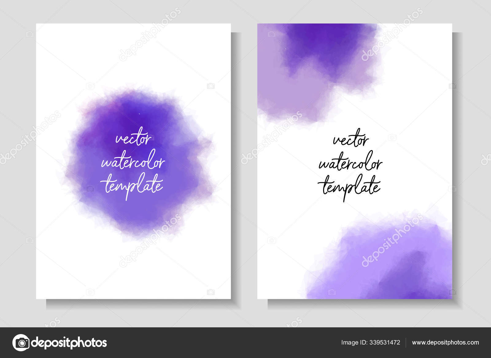 Bright Watercolor Templates Purple Stains White Background Layouts ...