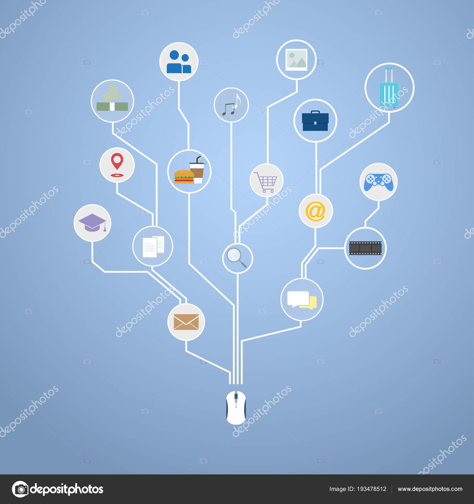 Smart Easy Life Growth Tree Technology Icons Digital Network ...