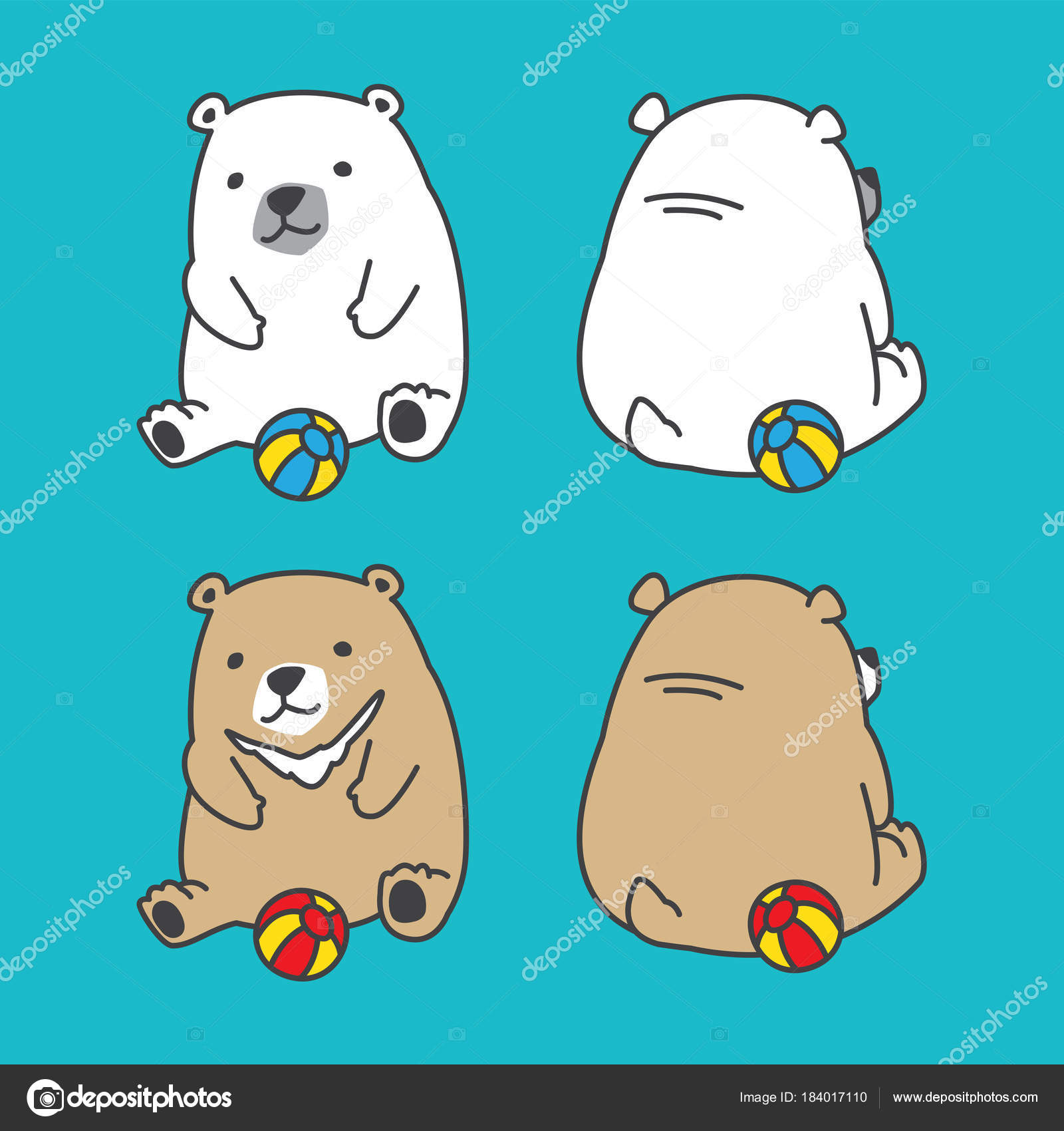 Medve Jegesmedve Labda Vektoros Illusztráció Karakter Cartoon ...