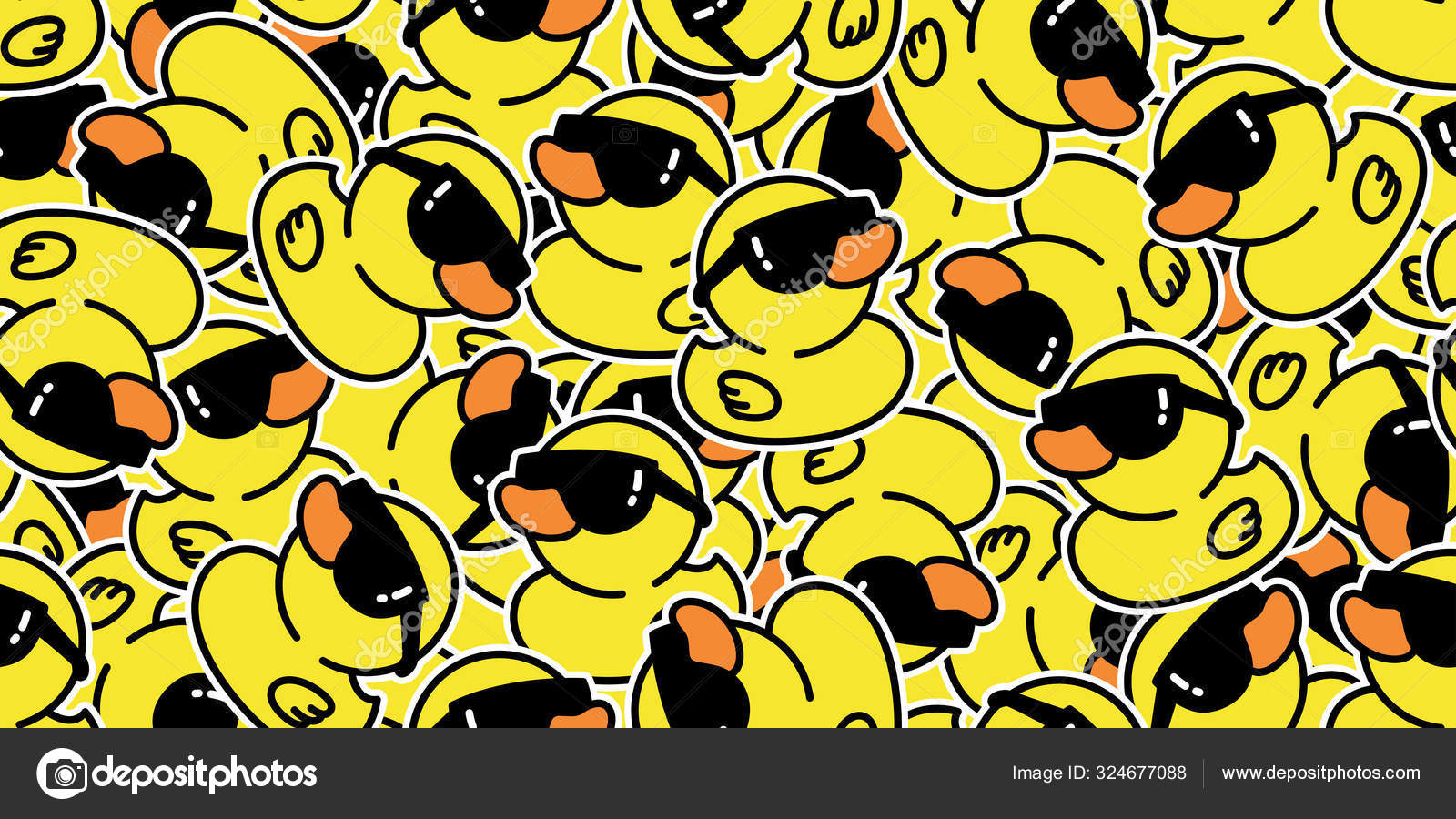 Duck Seamless Pattern Vector Rubber Duck Sunglasses Shower Bath Cartoon