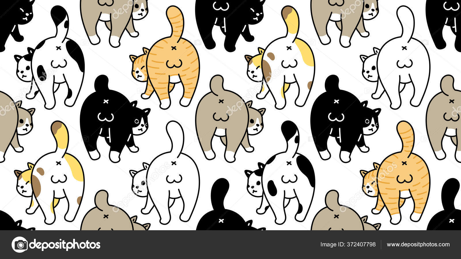 Cat Seamless Pattern Kitten Breed Vector Calico Animal Pet Scarf Stock ...