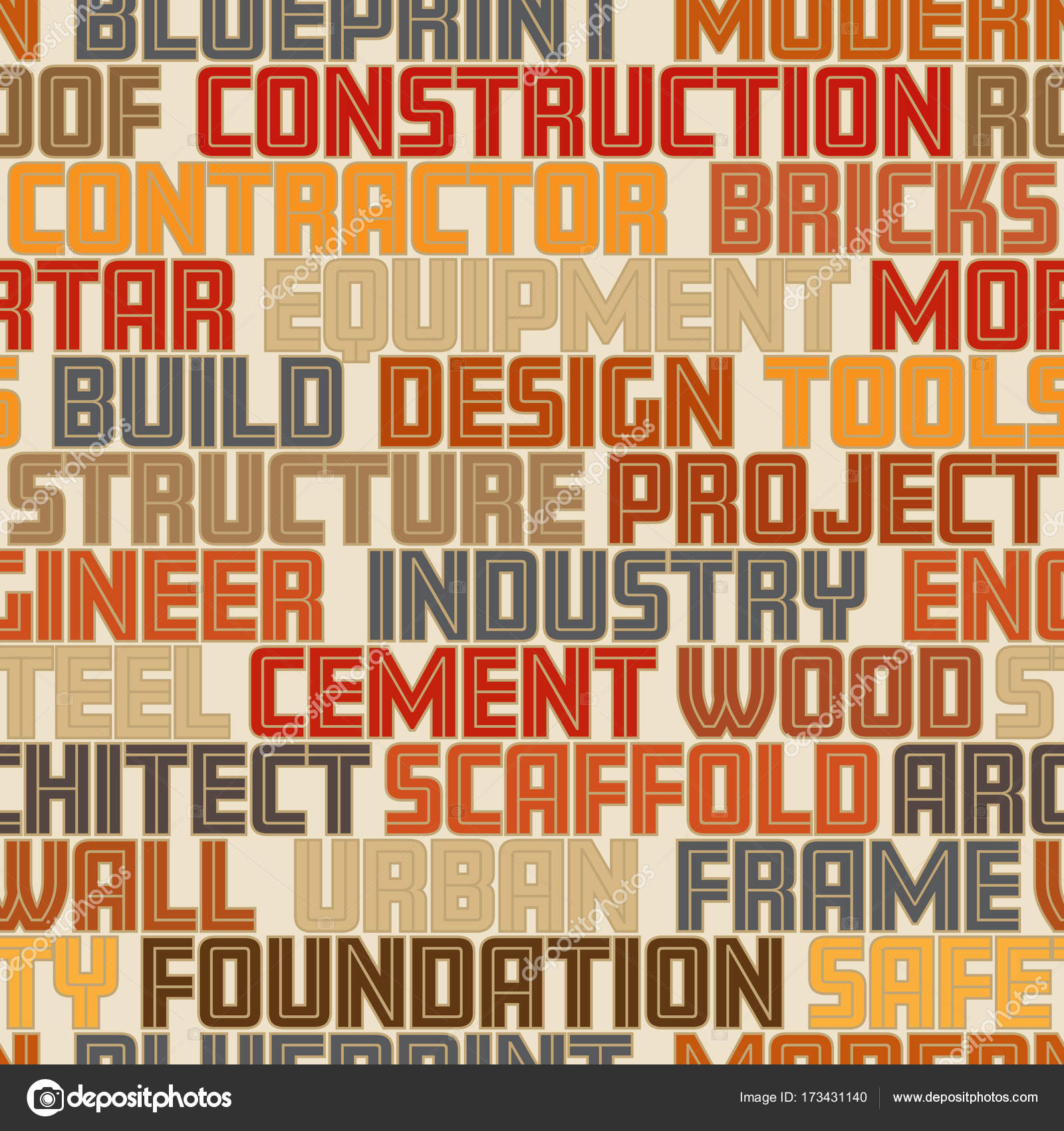 Palabras de construcción baldosas sin costura Vector de stock por ...