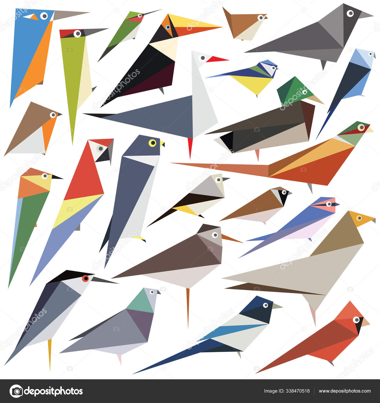 Collection Editable Vector Bird Designs Made Simple Shapes Stock Vector ...