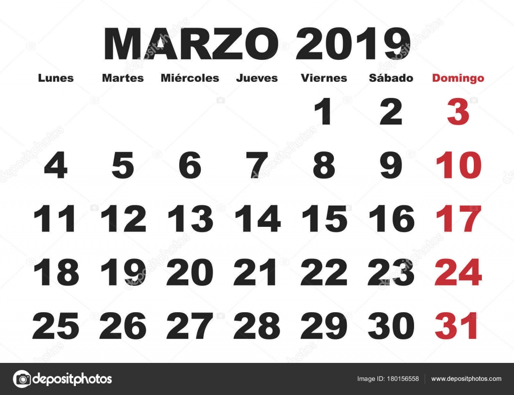 Marzo 2019 wall calendar spanish — Stock Vector © alfonsodetomas #180156558