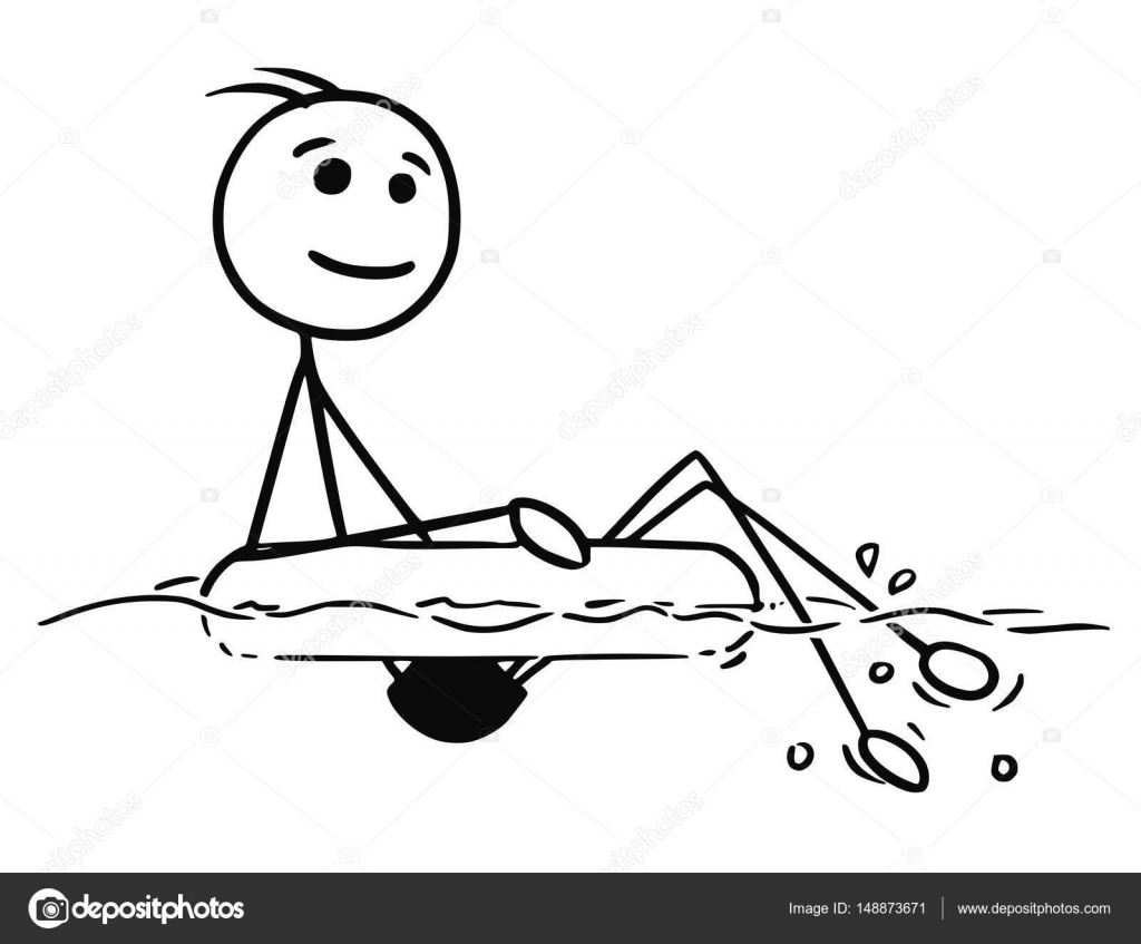 Cartoon Vector Stick Man Relaxing on Swim Ring Stock Vector Image by ...